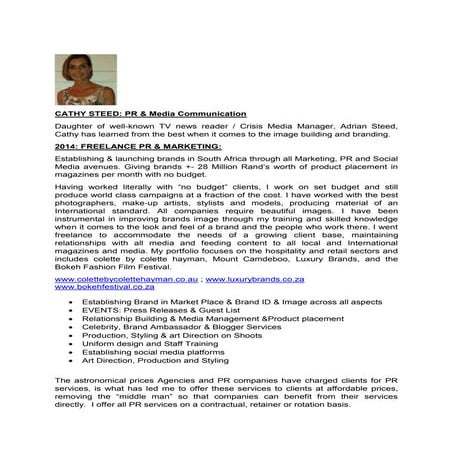 CATHY STEED PR & Media Communications | PDF