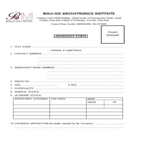BIMI application form | DOCX