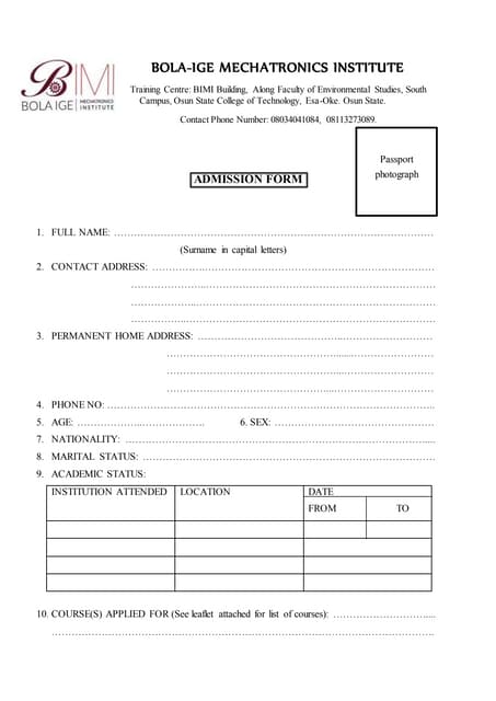 Sis tec registration form | PDF