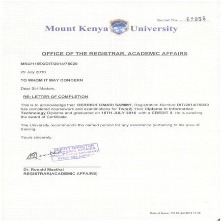 DIP IN IT COMPLETION LETTER | PDF