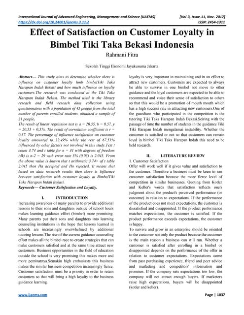 Chapter 1 thesis Customer Satisfaction | DOCX | Consumer Issues | Business