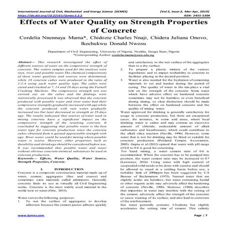 Effects of Water Quality on Strength Properties of Concrete | PDF
