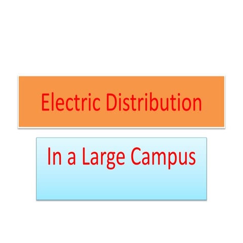 electric plan distribution design for large campus building | PPTX
