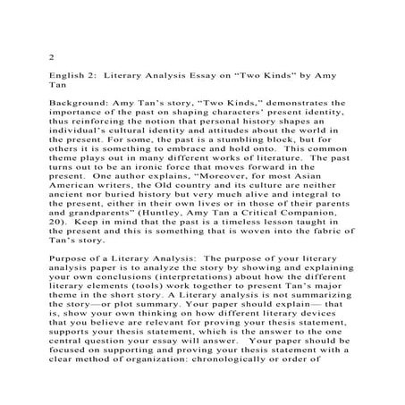 2English 2 Literary Analysis Essay on Two Kinds” by Amy Tan.docx