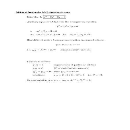 Good exercises and examples on 2nd order ODE | PDF