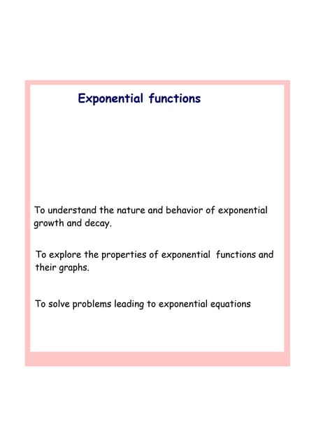Exponential Growth And Decay | PPTX