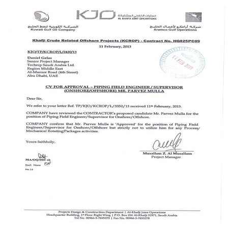 KJO Approval Letter | PDF