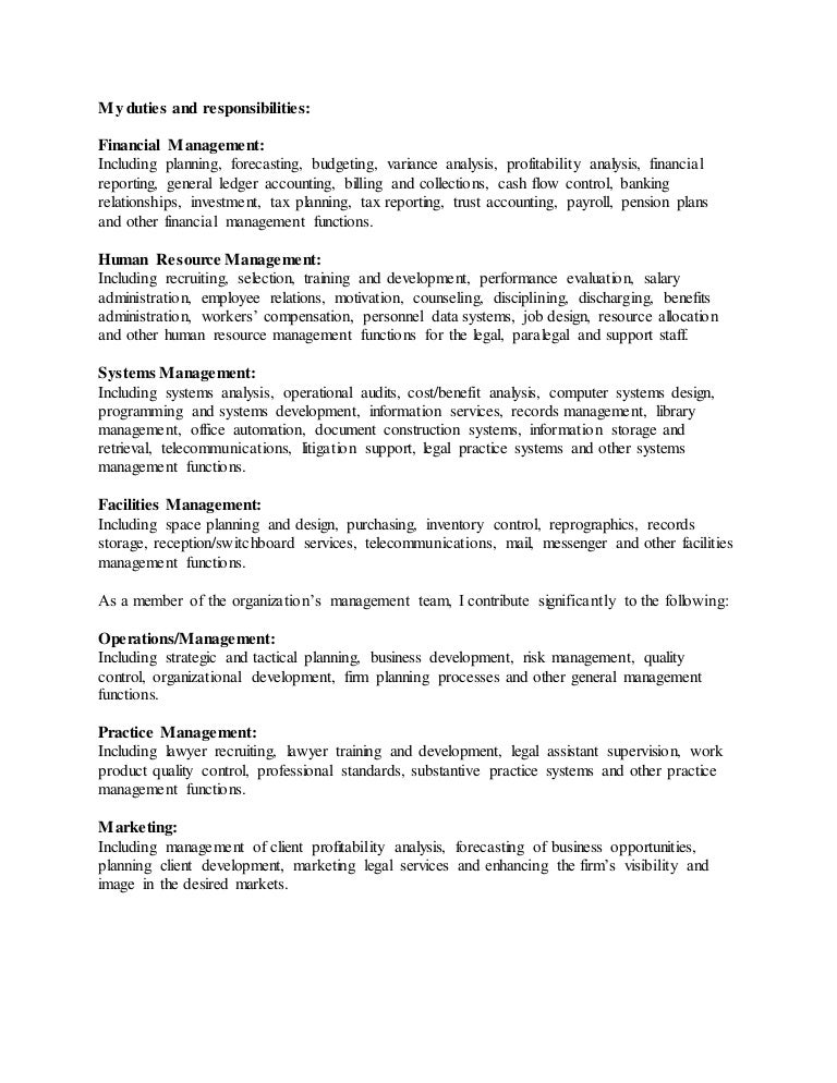 My duties and responsibilities