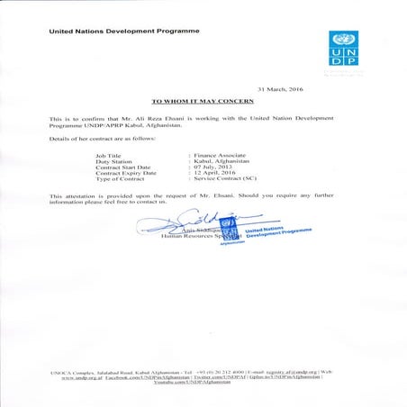 UNDP- HR letter | PDF