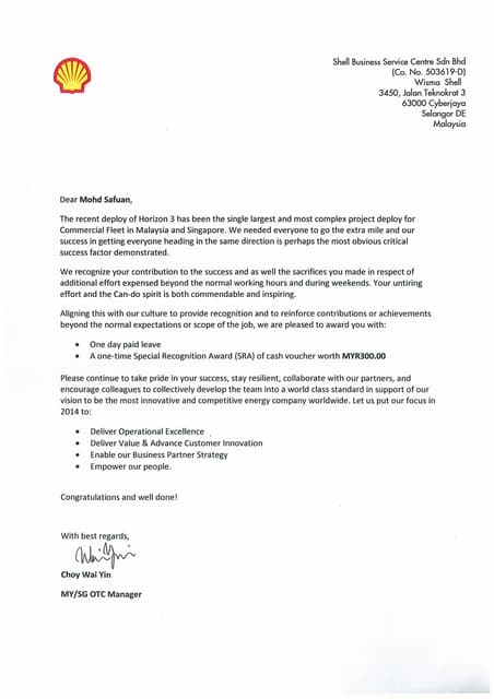 SHELL CERTIFICATE OF EXCELLENCE | PPT