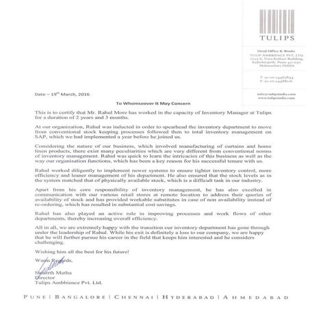 LETTER OF APPRICIATION | PDF