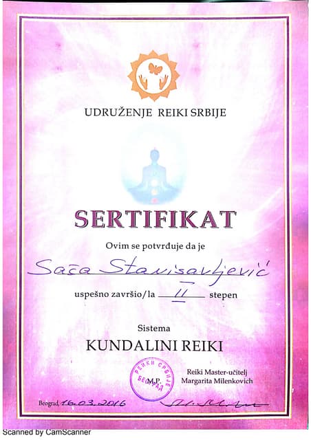 Certificate - Gold Reiki First Degree | PDF