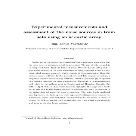 Experimental measurements and assessment of the noise sources in train sets using an acoustic ...