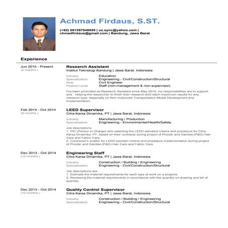 CV. Achmad Firdaus | PDF