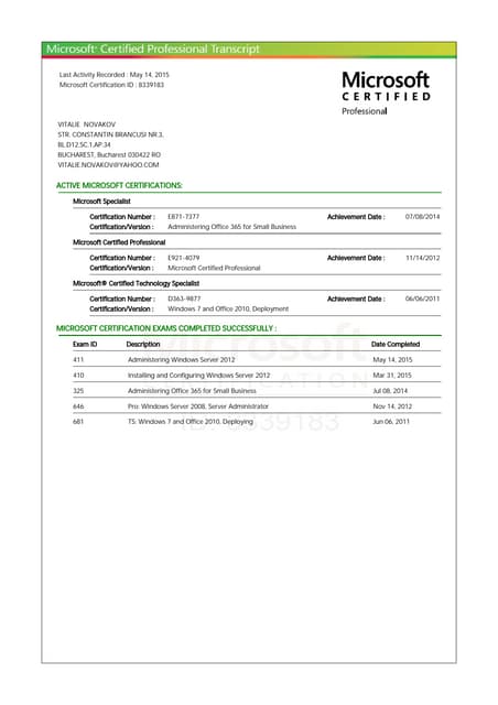 Microsoft Certified Professional Transcript.PDF