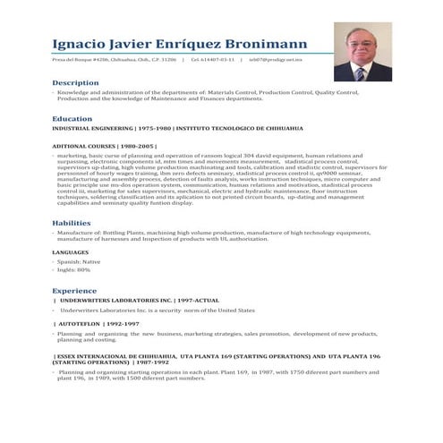 Currículum Ignacio Javier Enríquez Bronimann | PDF