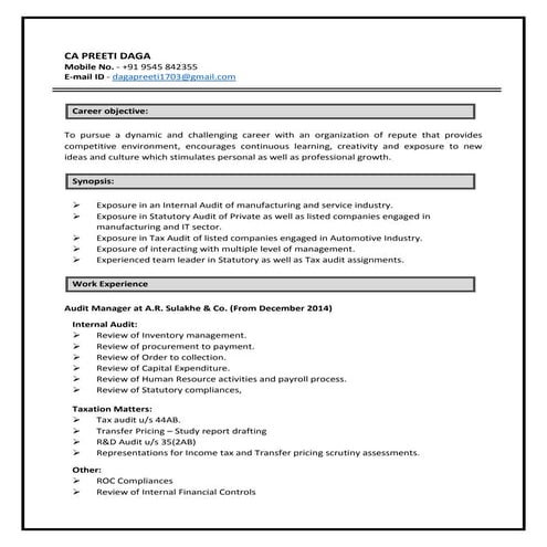 Resume - Preeti Daga | PDF
