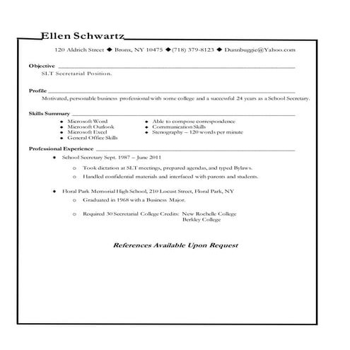 Ellen Schwartz Resume | DOCX