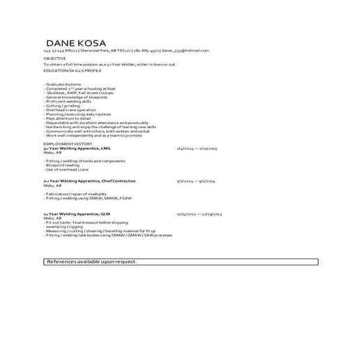 AWF Welding Services- Resume | DOC