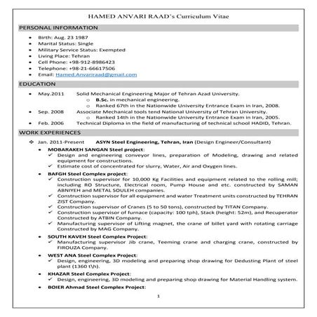 CV-Hamed Raad(Evidence) | PDF | Civil Engineering Industry | Industries