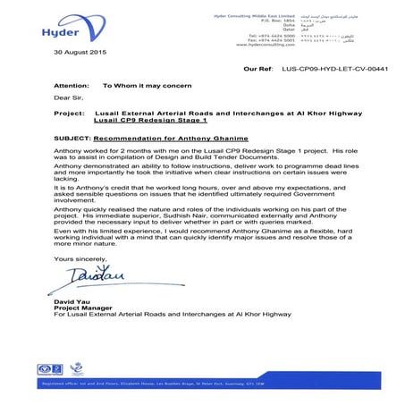 David Yau Recommendation | PDF