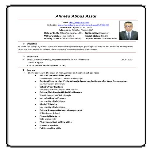 Ahmed Assal CV | DOCX