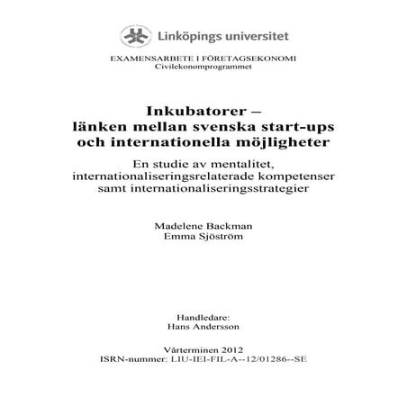 D-uppsats Madelene Backman & Emma Sjöström, 2012 | PDF