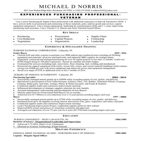 Mark Ayers Resume 1_2_2017 | DOC