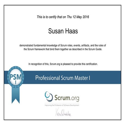 PSM I Certificate - Badge | PDF