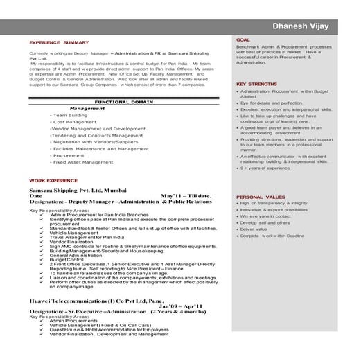 RESUME OF MAHARSHI DE | DOC