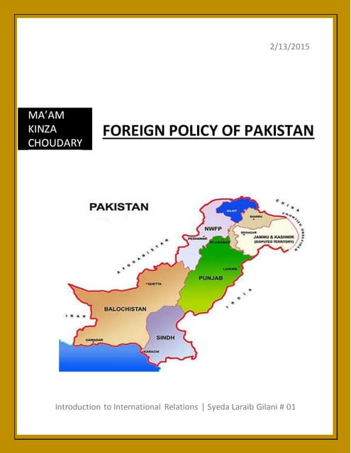 Foreign Policy Of Pakistan | PPTX