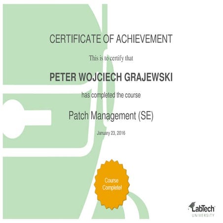 Patch Management Certificate | PDF