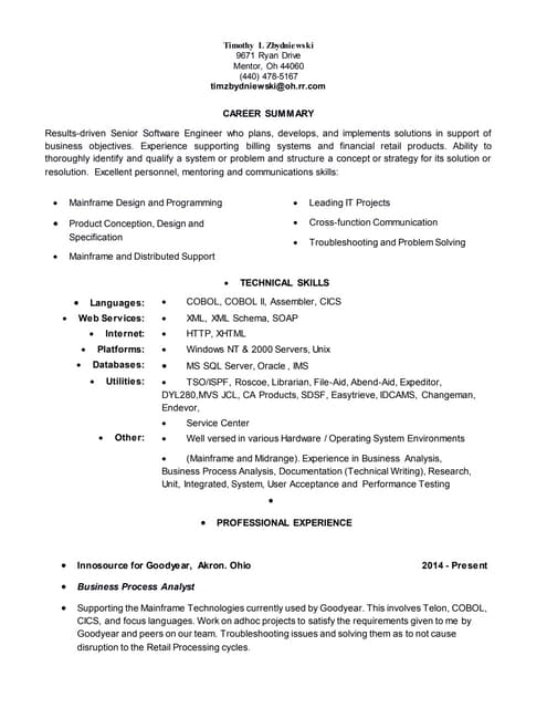 Resume - George Chamblin | DOCX | Computing | Technology & Computing
