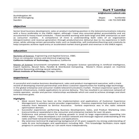 CV - Kurt Lemke car | PDF