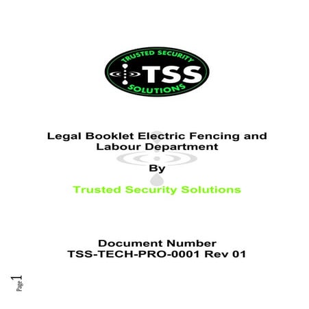 TSS-TECH-PRO-0001 Rev 01 Legal Booklet Electric Fencing and Labour ...