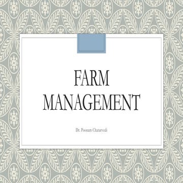 FARM MANAGEMENT INTRODUCTION.pptx BY DR.PC JNKVV | PPTX