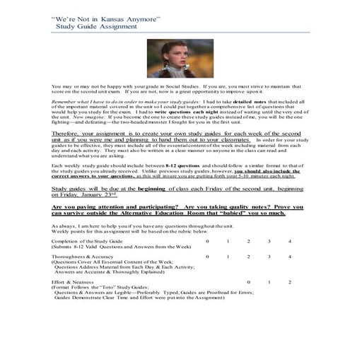 Study Guide Assignment | DOCX