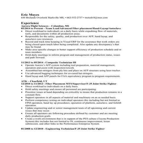 Eric resume current | DOC