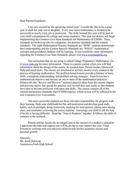 Back to school letter math 7 | PDF