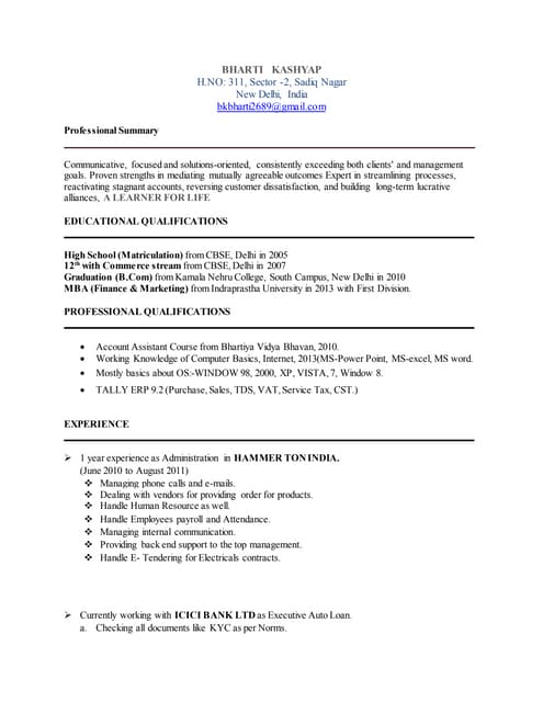 ANVESH NN RESUME | DOC | Business Banking & Finance | Business