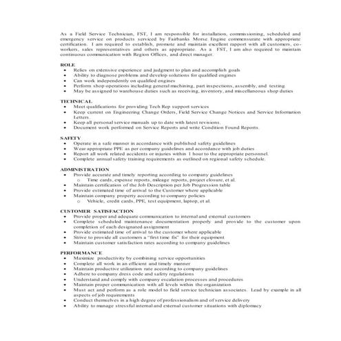 A Field Service Technician | DOCX