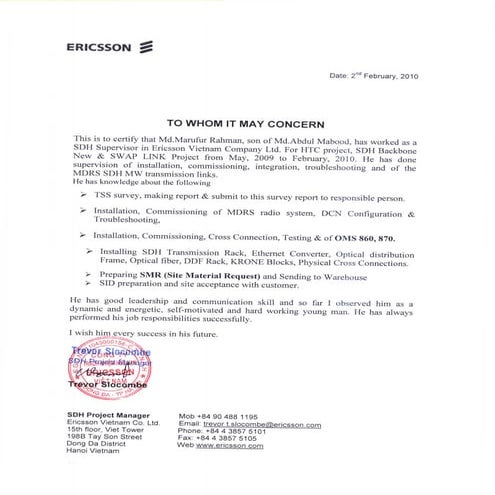 ericsson experience from travor | PDF