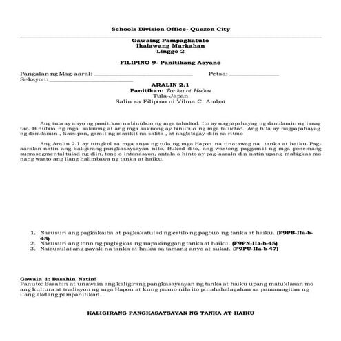 SENRYU,HAIKU AT TANAGA | PPTX