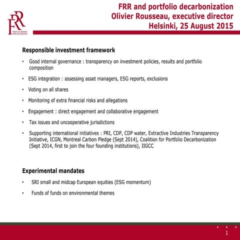 Olivier Rousseau: FRR and portfolio decarbonisation | PDF