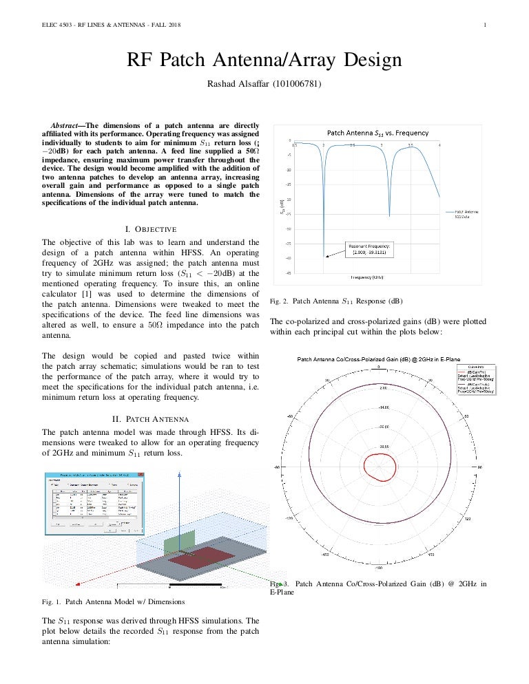 2 GHz RF Patch Antenna/Array Design
