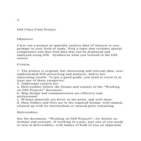 2GIS Class Final Project ObjectiveCarry out a proj.docx