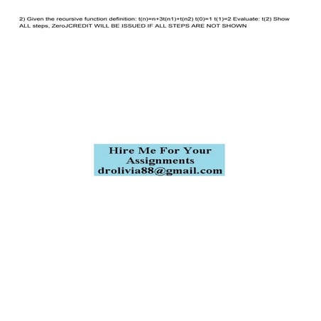 2 Given The Recursive Function Definition Tnn3tn1tpdf 8873