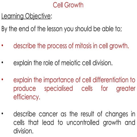 2 Growth and Development of cells for GCSE | PPTX