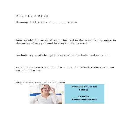 2 H2 + O2 - 2 H2O2 grams + 32 grams - _ _ _ _ _ gramsh.docx | Chemistry | Science