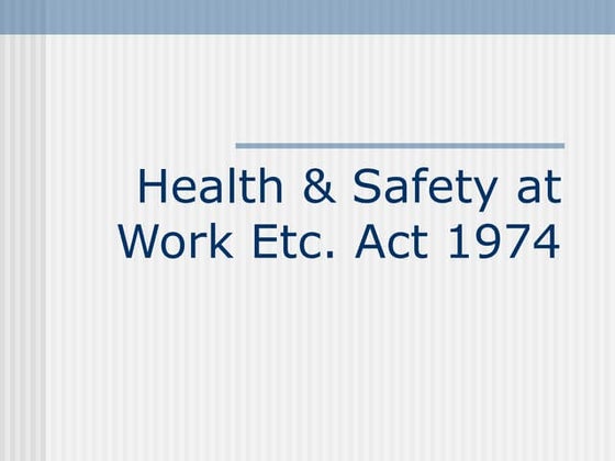 Occupational Safety and Health Act (OSHA) | PDF